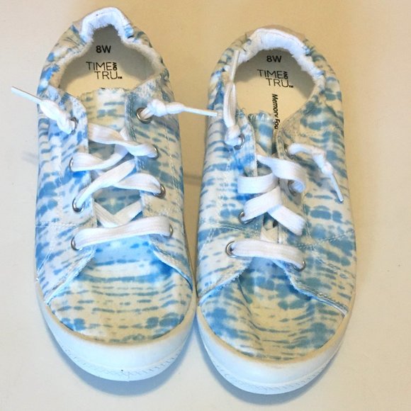 Time and Tru | Shoes | New Blue White Patterned Sneakers | Poshmark